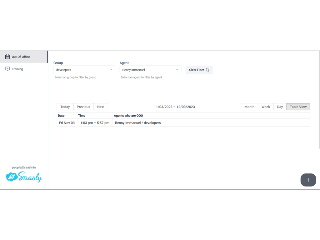 Out-Of-Office by Saasly App Integration with Zendesk Support